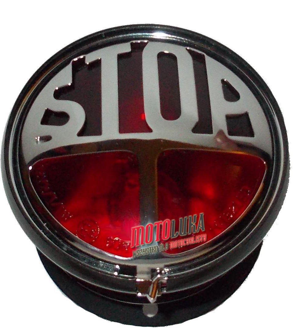 LAMPA NA TYŁ LUCAS WETERAN NAPIS STOP CHROM METAL